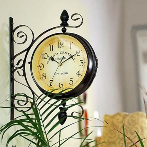 Decorative Double-Sided Clock Double Sided Garden Grand Outdoor Wrought ...