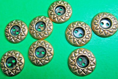 (8) VINTAGE 9/16" DECORATIVE COPPER TONE 2-HOLE BUTTONS NOS (R240) | eBay