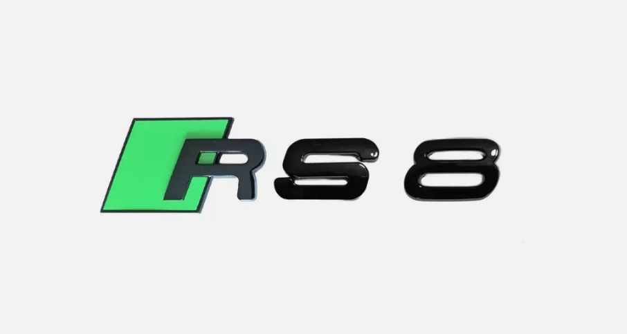 For RS8 Black & Green 3D Rear Trunk Emblem Logo Sticker For Audi RS8 ...