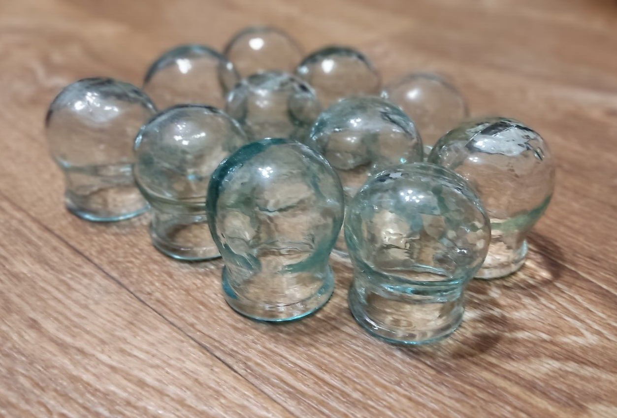 Vintage SET of 11 Glass Fire Cupping Cups cupping-glass Chinese Medical ...