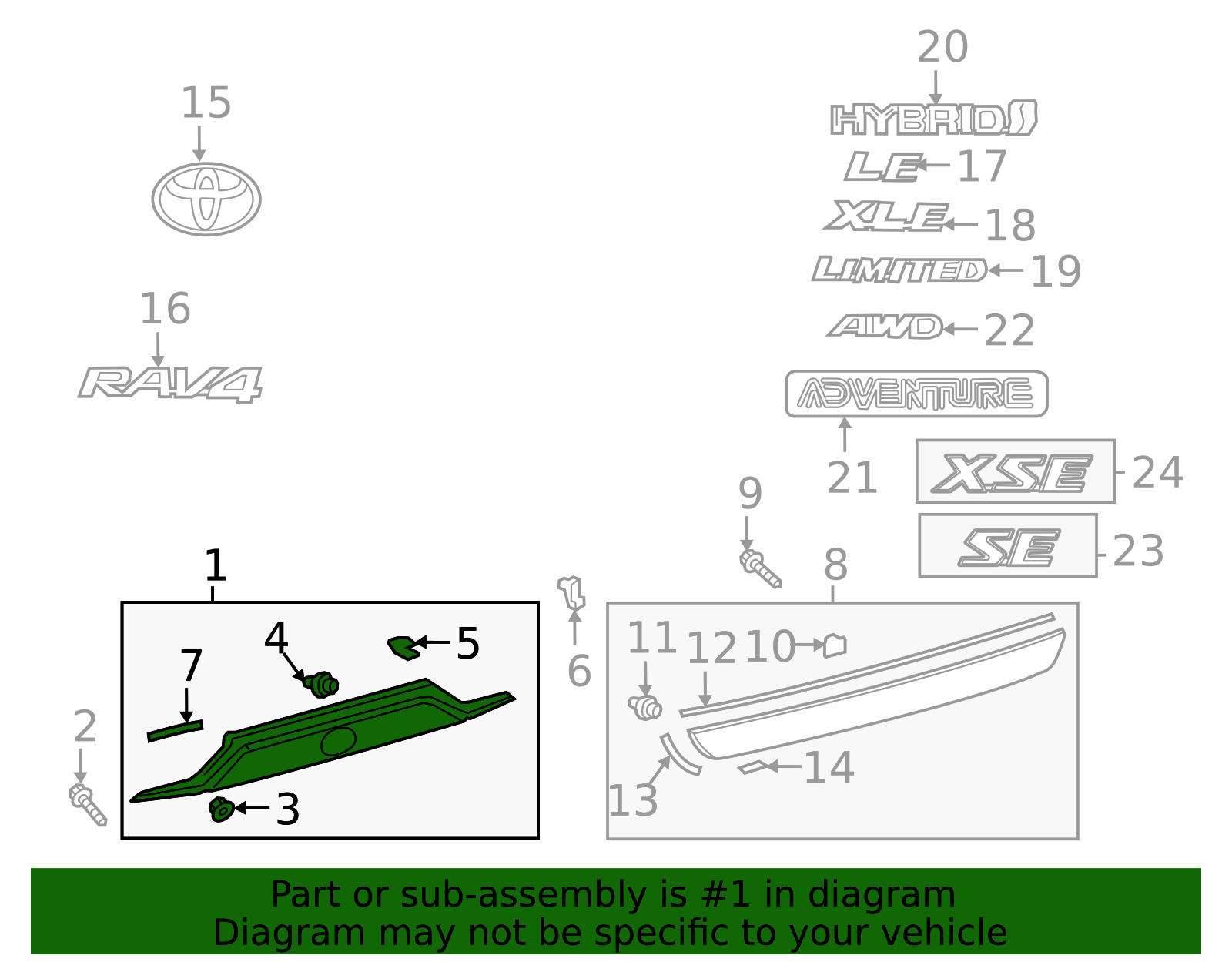 Genuine Toyota Garnish S A Back Do 76801-0R904 for sale online | eBay