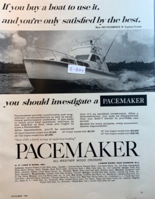 1962 Print Ad. Pacemaker Wood Cruisers. C. P. Leek & Sons. Egg Harbor ...