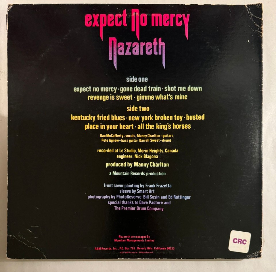 NAZARETH – EXPECT NO MERCY - VINYL LP BLACK 1977 A&M RECORDS - VG - A27 ...