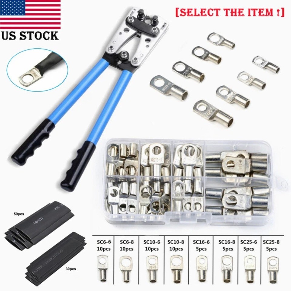 140Pcs Copper Lugs Ring Terminals Bare Battery Welding Crimp Wire ...