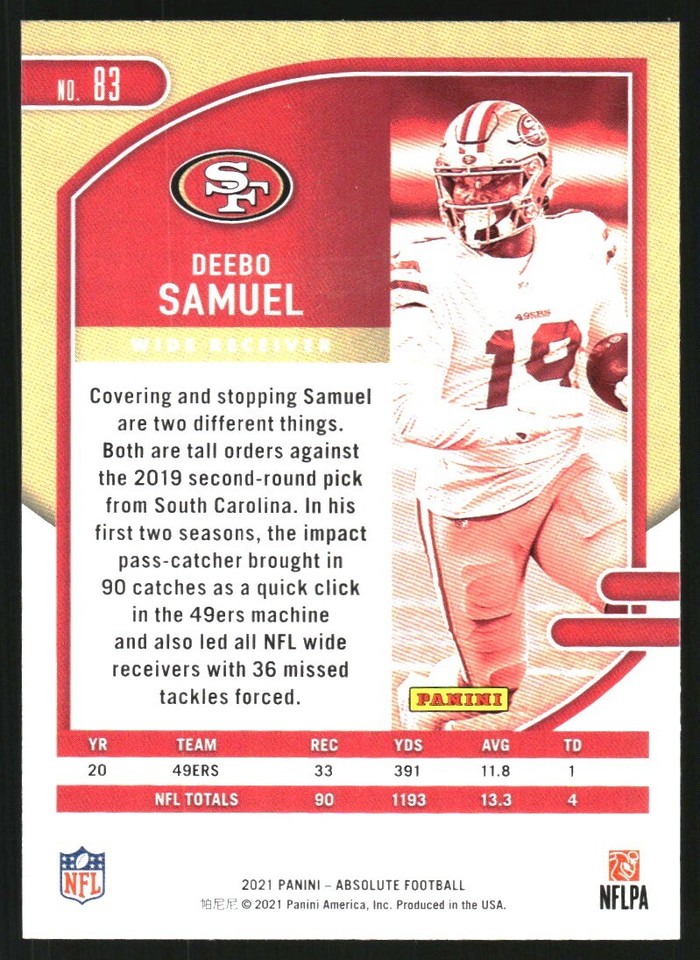 2021 Absolute Purple #83 Deebo Samuel | eBay