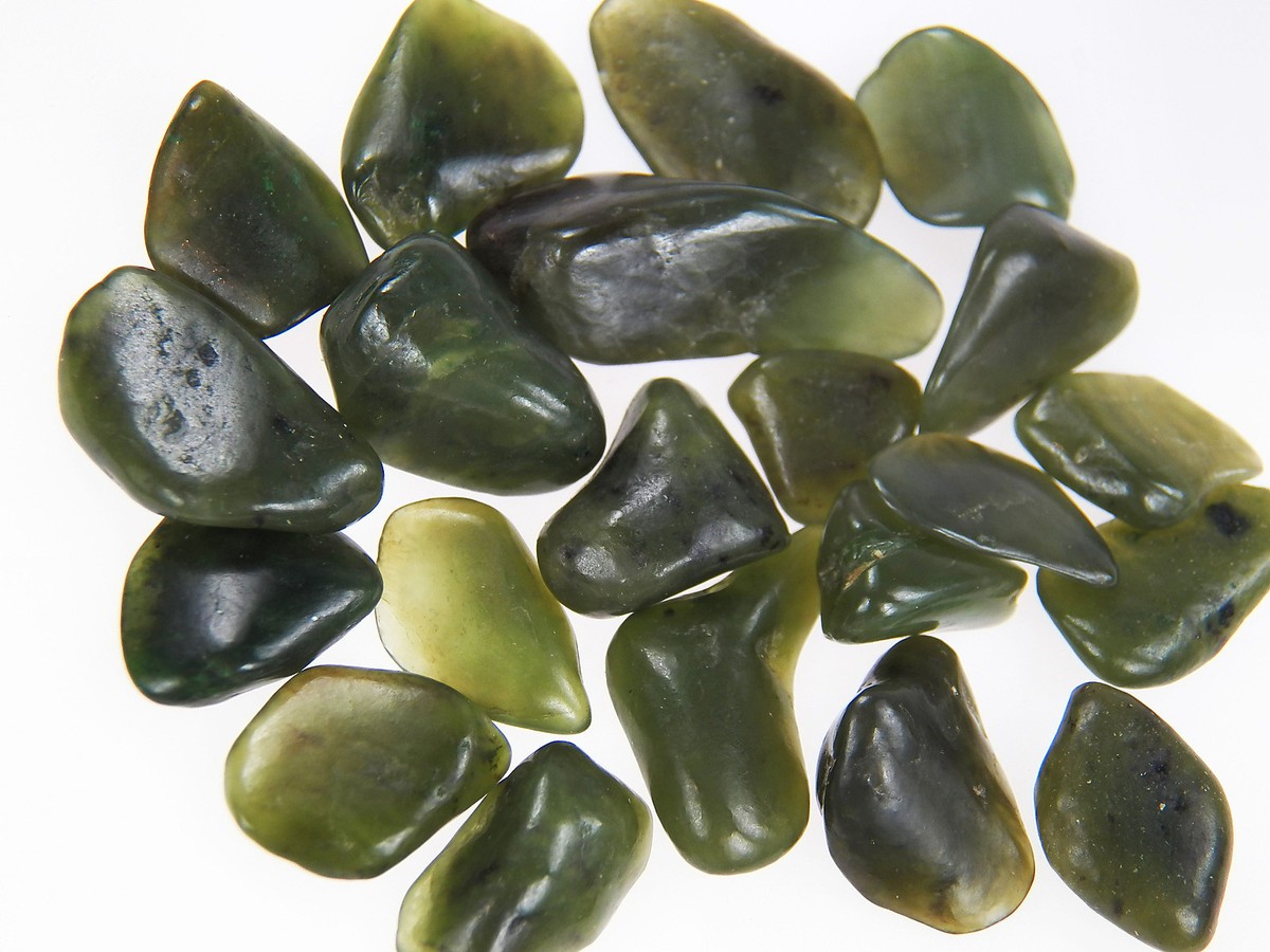 Jade Nephrite Tumbled Stones Dark Green Nephrite Jade Crystal Tumble