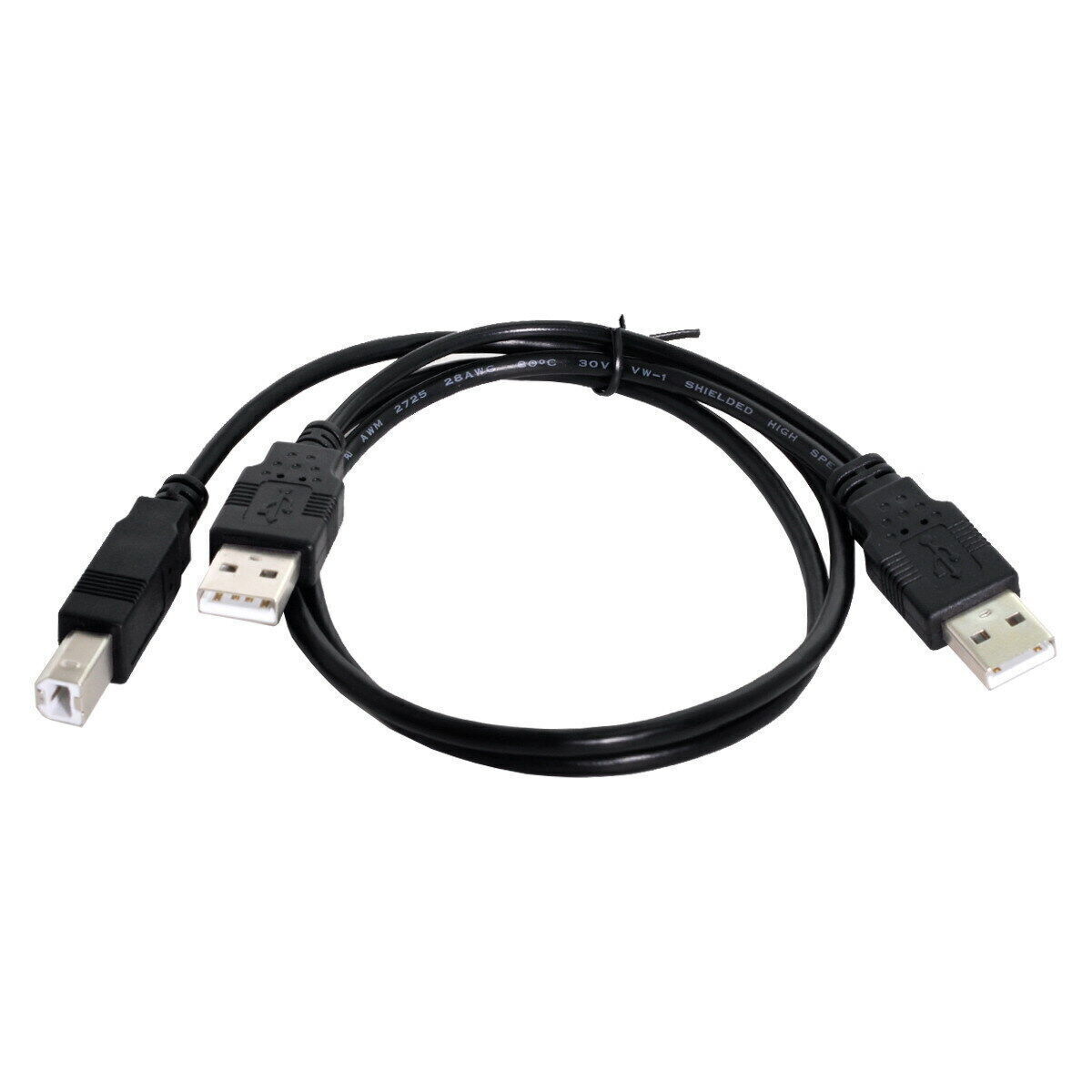 Dual USB 2.0 Male to Standard B Male Y Cable for Printer & Scanner Disk ...