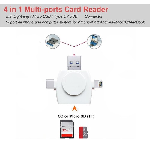 Multi-Port 4 in 1 Universal Card Reader, Memory Cards Reader Multiport ...