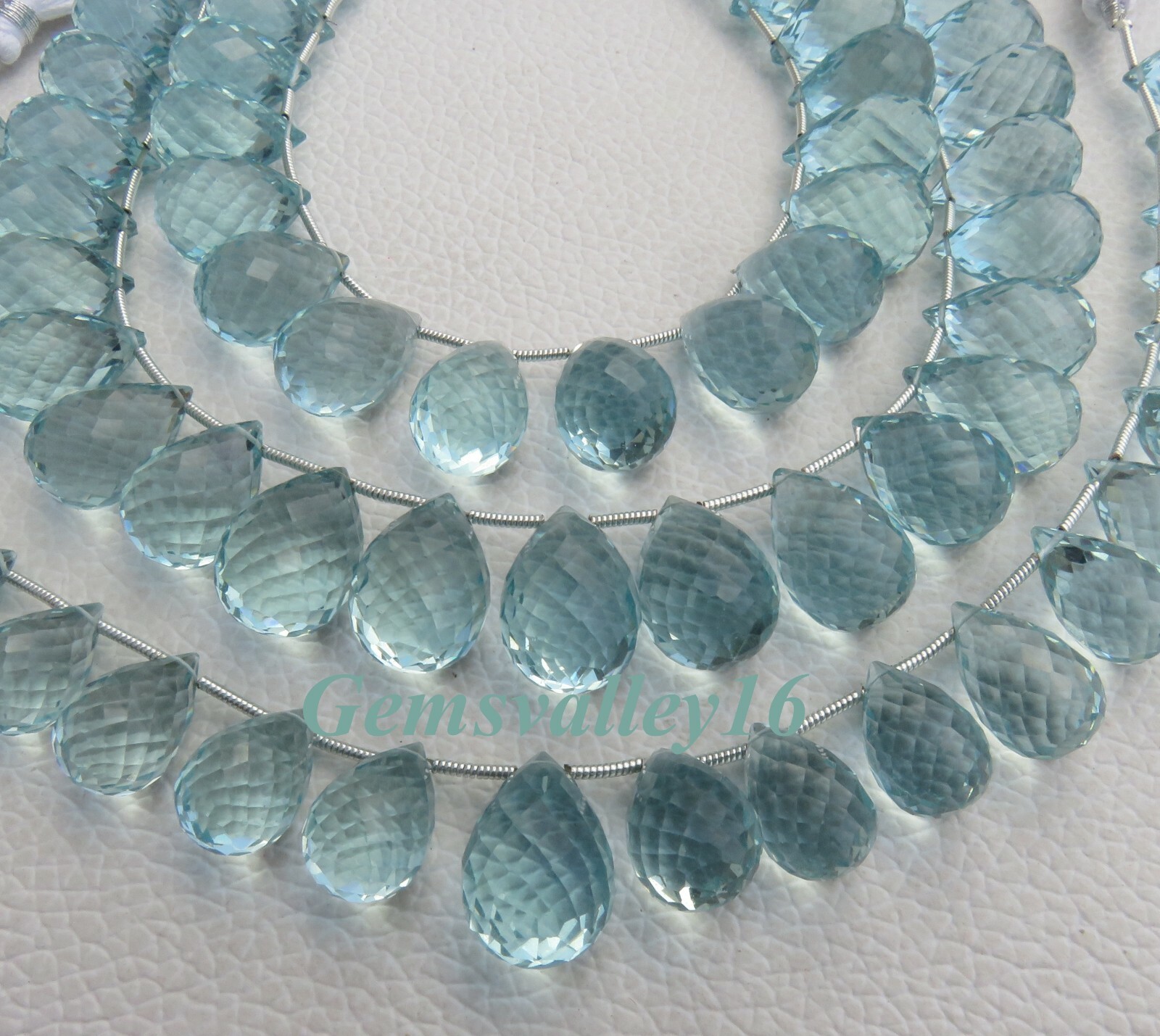UNIQUE~ Aquamarine Quartz Hydro Glass Teardrop Faceted Beads 15-18mm GV ...