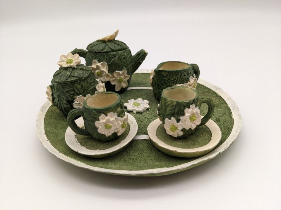 green and white floral Miniature Tea Set | eBay