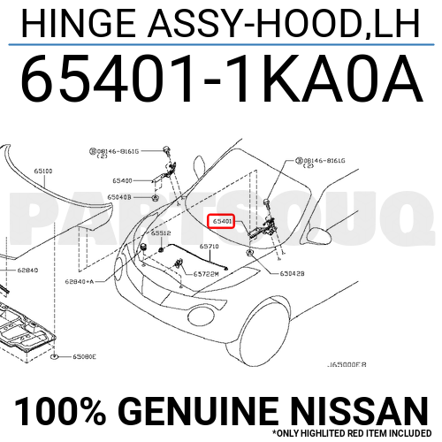 654011KA0A Genuine Nissan HINGE ASSY-HOOD,LH 65401-1KA0A | eBay
