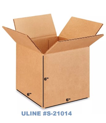 (12) ULINE #S-21014 6" x 6" x 6" 32ECT Corrugated Packing & Shipping ...