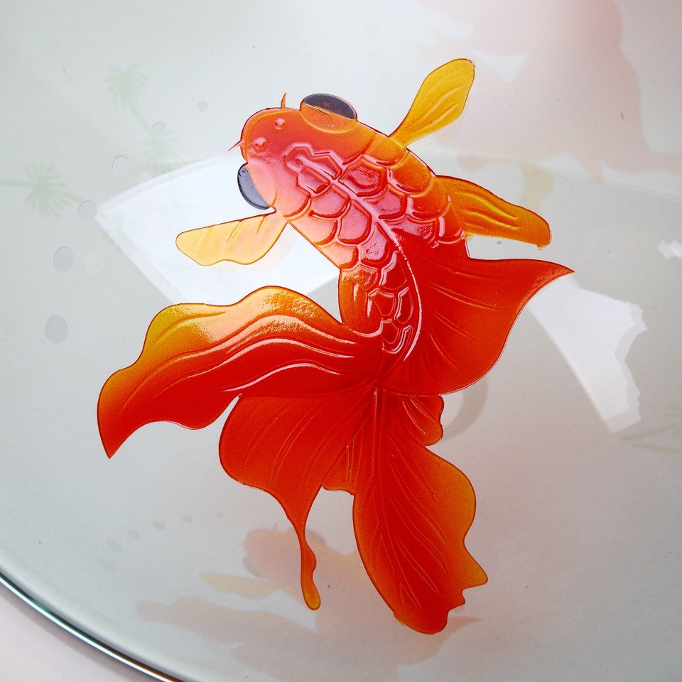 Bathroom Sink Bowl Vessel Basin Goldfish Glass Chrome Waterfall Faucet ...