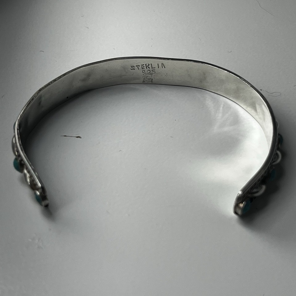 Vintage Navajo Sterling Silver Turquoise Cuff Bracelet Petite | eBay