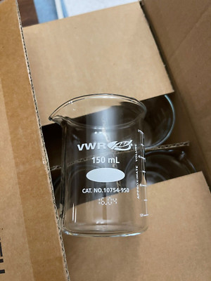 VWR Glass 150mL Low Form Griffin Beaker Double Scale Graduated 89000 ...