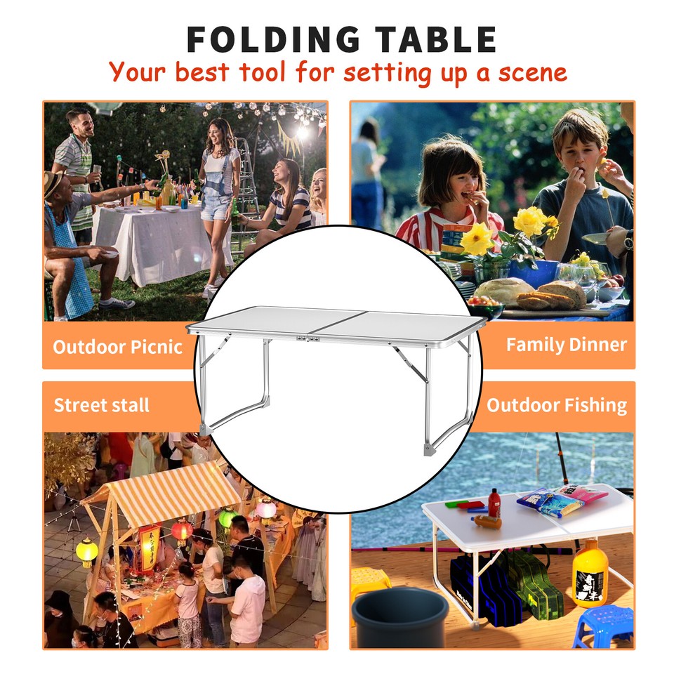 Folding Table Fold Up Tables Camping & Hiking Garden Party Trestle ...