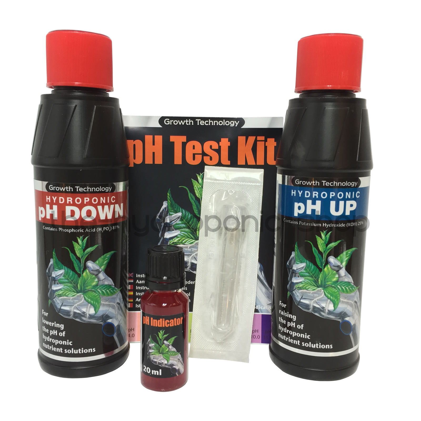 Growth Technology pH Test Kit 250ml Up And Down Solution Hydroponics ...