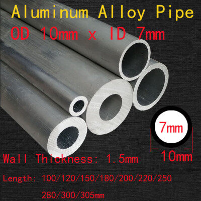 OD 10mm Aluminum Alloy Round Pipe ID 7mm Hollow Straight Tube 100mm ...