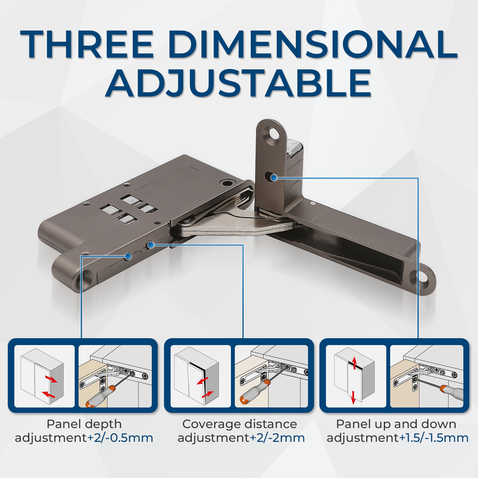2× Hidden Door Pivot Hinges 105° Degree Rotation 3 Dimensional ...