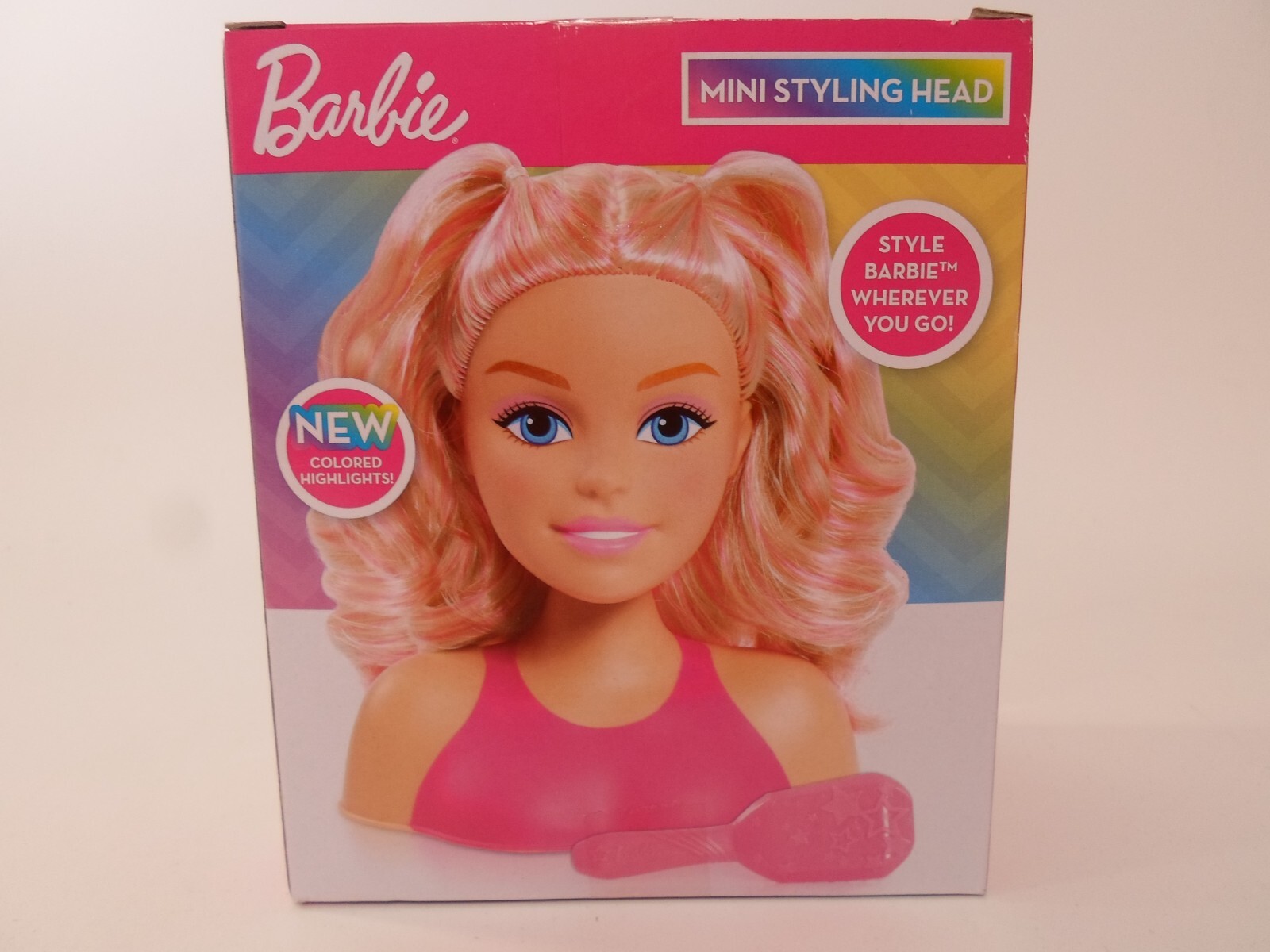 Barbie FASHIONISTAS Mini STYLING HEAD Blonde hair with pink highlight ...