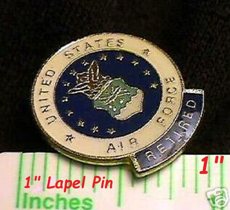 USAF LAPEL PIN RETIRED US AIR FORCE retired usaf butterfly-clip 1" pin ...