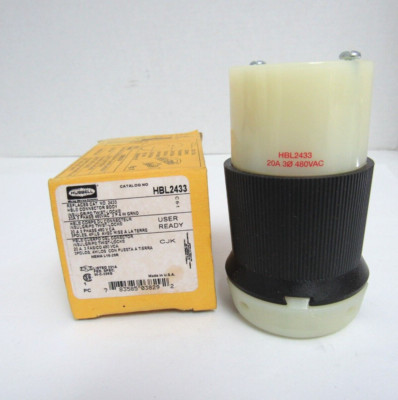 HUBBEL HBL2433, 20A, 3PH, 480VAC, 3 P 4 W GRND, TWIST LOCK CONNECTOR | eBay