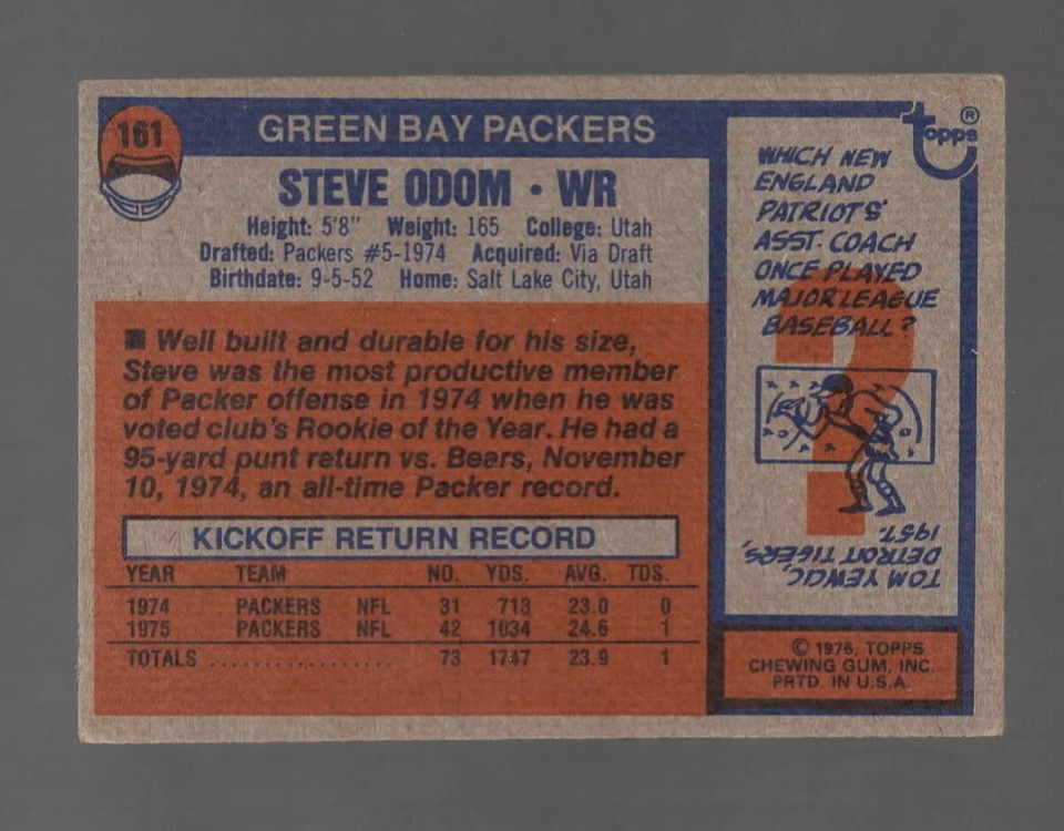 1976 Topps #161 Steve Odom Excellent | eBay