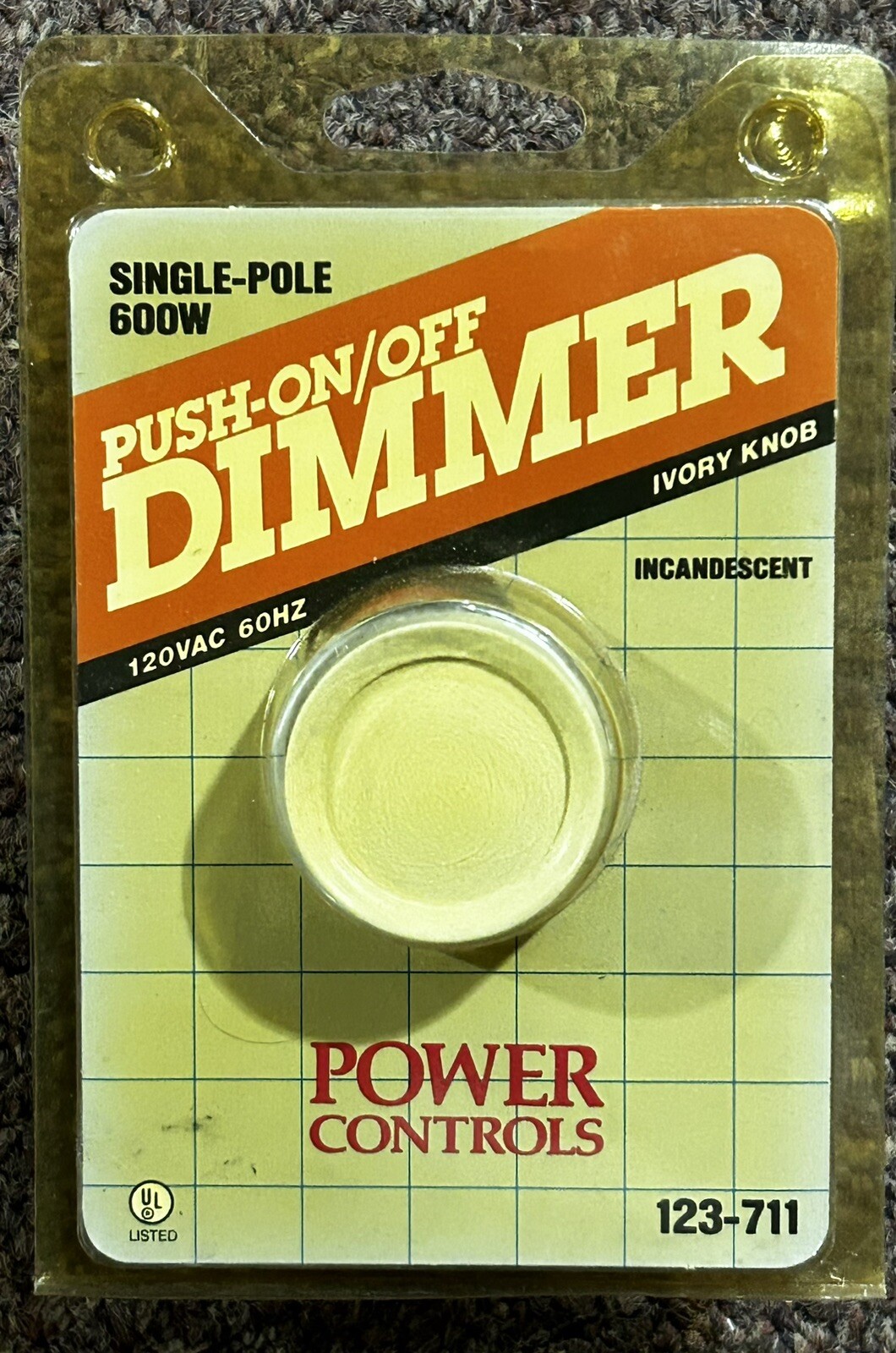 Single-Pole 600W 120VAC Rotary Push ON/OFF Light Dimmer Switch By Power ...