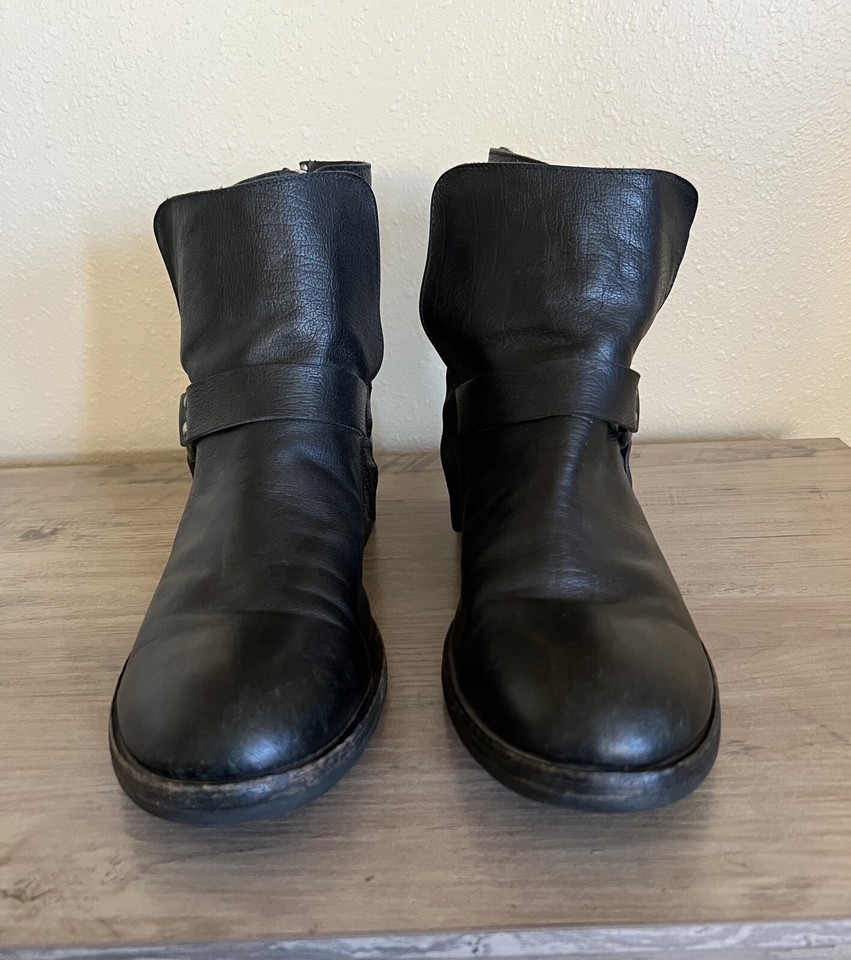 FRYE Men's Dean Harness Boot Black Leather Moto Size 10 Biker Riding ...