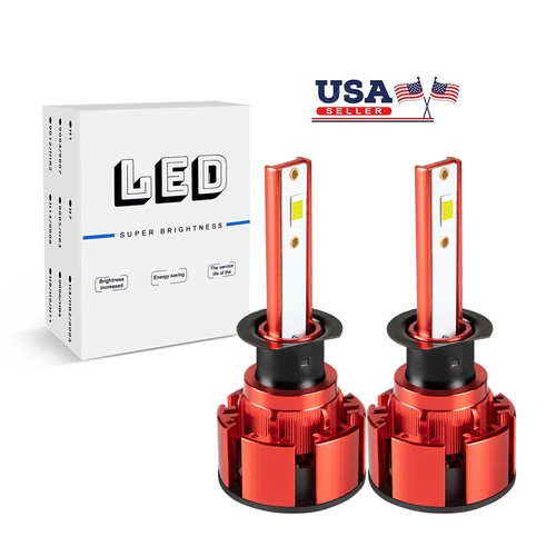 H1 LED Headlight Bulbs Replacement High/Low Beam 6000K Ultra White 2pcs ...