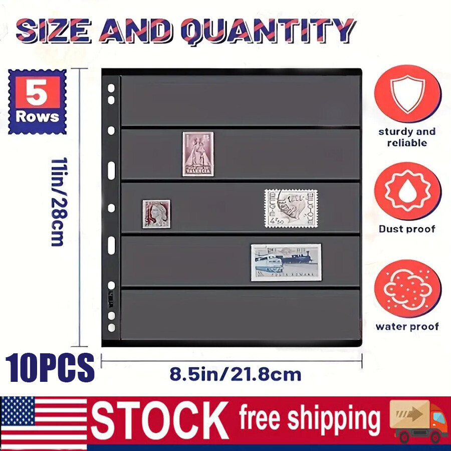 10 Sheet, 5 Rows Pages for Stamp Collectors, Stamp Pages for Stamp ...