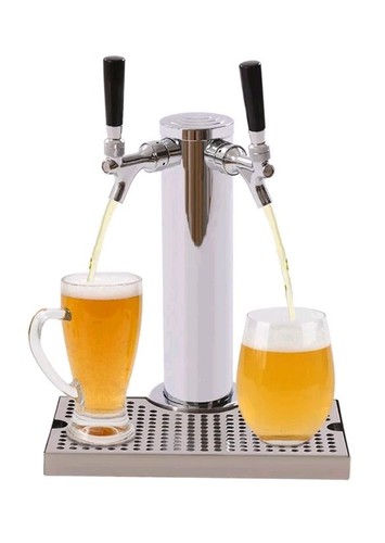 Double Tap Draft Beer Tower Kegerator Beer Tower Stainless Steel +Drip ...
