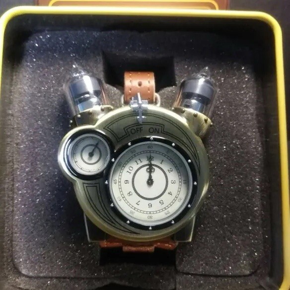 ThinkGeek TESLA WATCH Steampunk Leather band w/ key - New in Box | eBay