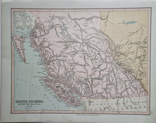 1878 ANTIQUE MAP BRITISH COLUMBIA VANCOUVER ISLAND QUEEN CHARLOTTE ...