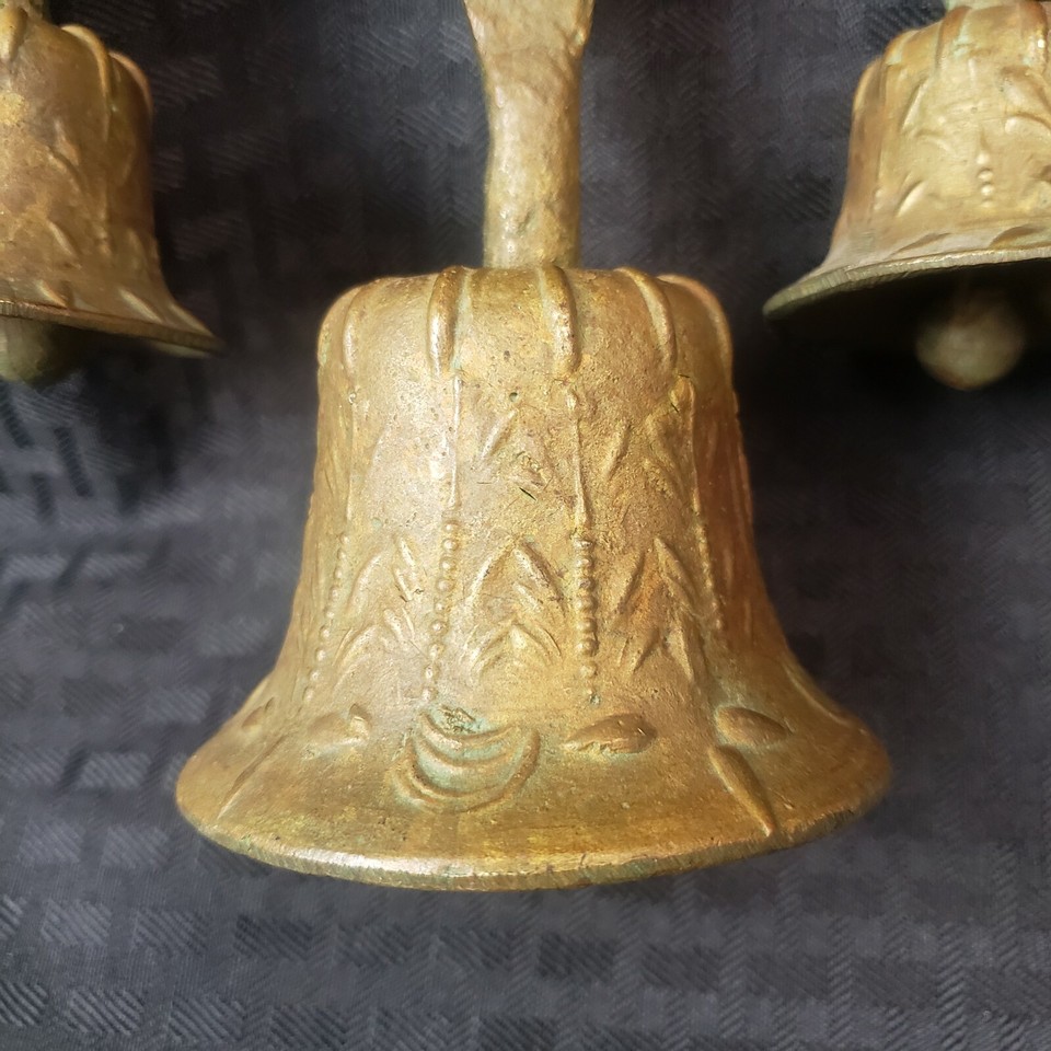 Old Vintage Antique Original Cast Brass Bell Triple Door Ringer | eBay