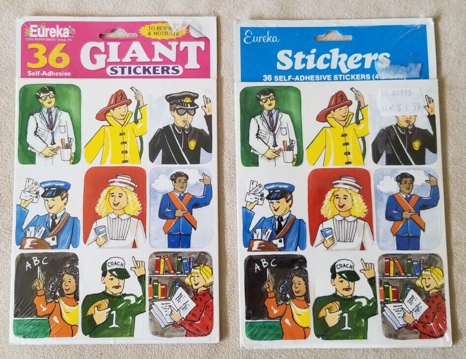 Vintage Eureka Giant Stickers Working Doctor Fireman Etc Professionals ...