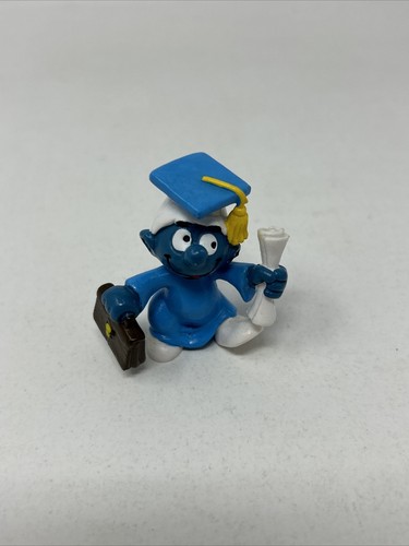 Smurfs Vintage Graduate Smurf Graduation holding diploma and briefcase ...