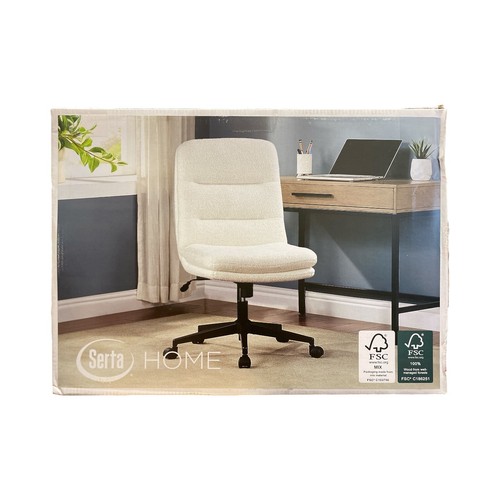 Serta Armless Task Chair, with Plush Boucle Fabric, Cream | eBay