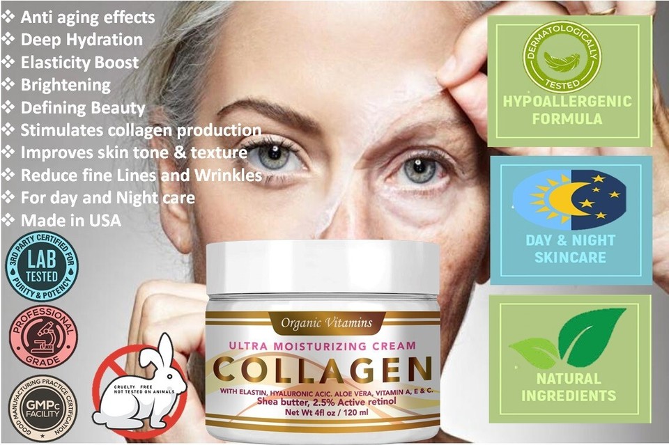 COLLAGEN & ELASTIN SKIN CREAM Firming Face Care Anti Aging Wrinkle ...
