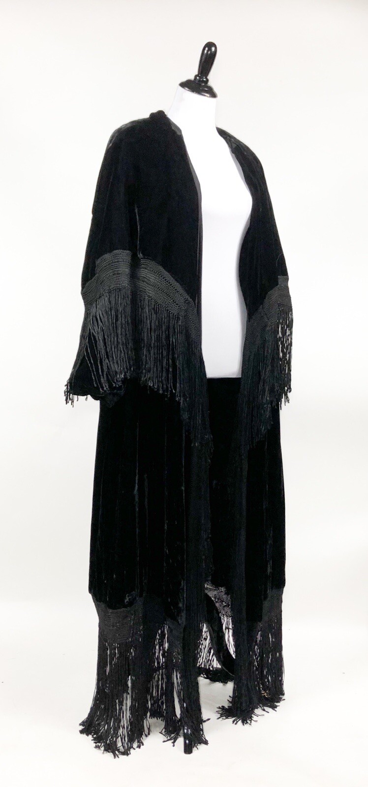 Rare VTG 1910s 1920s Edwardian Fringe Embroidered Velvet Coccoon Opera ...