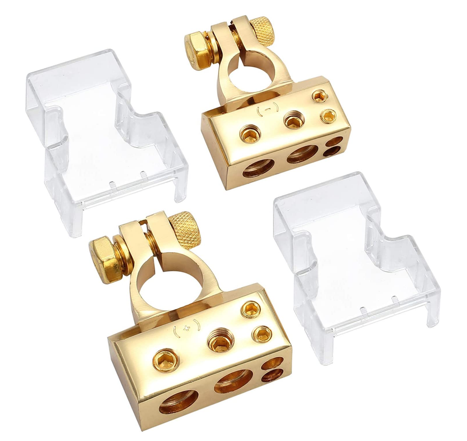 2X Car Battery Terminal Clamp 0/4/8 Awg Gauge Positive Negative ...