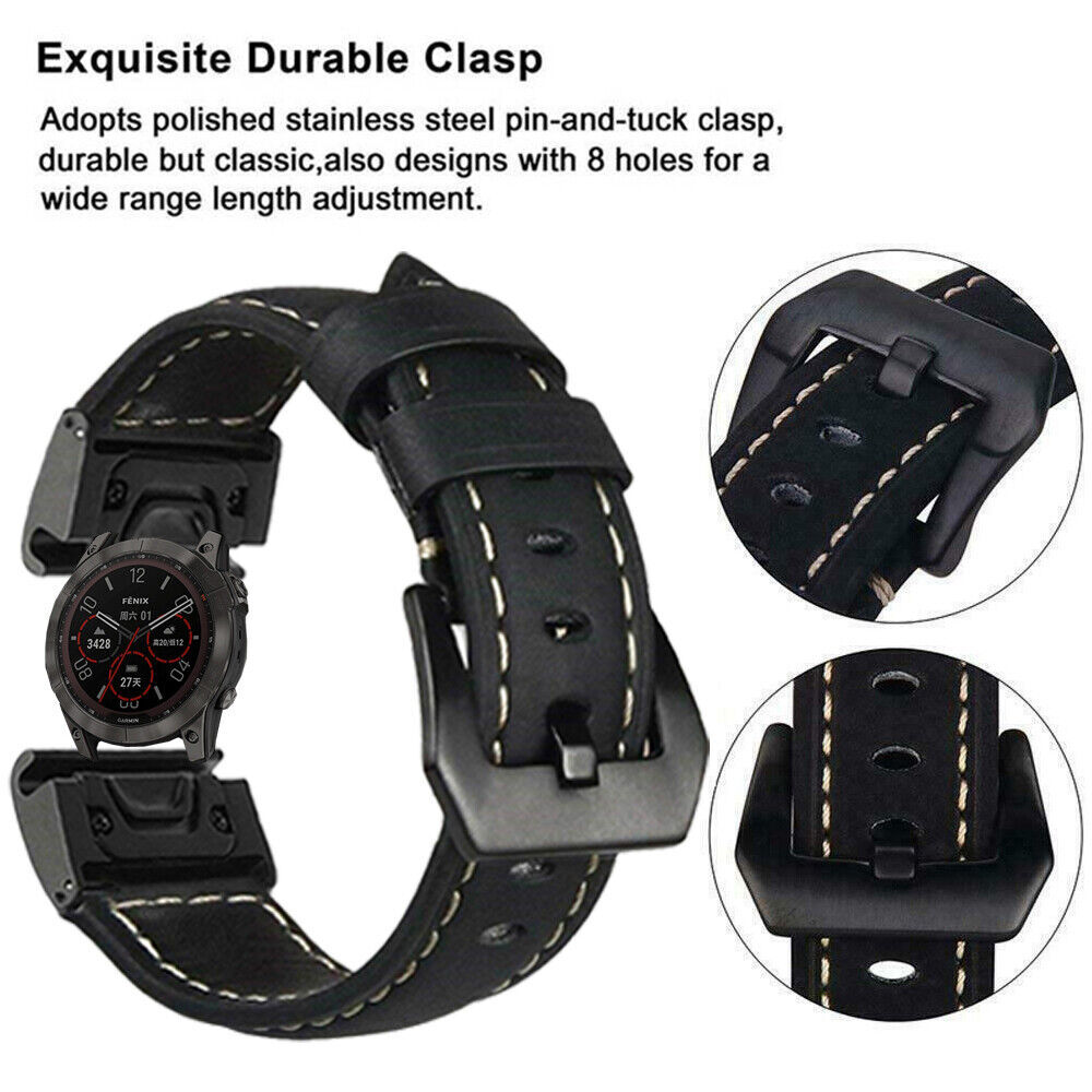 20mm Quick Fit Leather Watch Band For Garmin Fenix 5S 6S 7S Plus Pro ...
