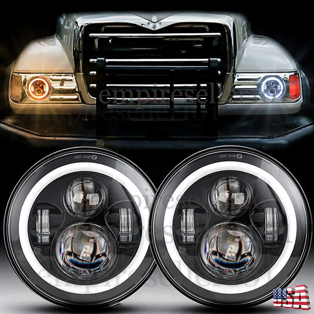 Pair Halo Led Headlights Hi/Lo Beam DRL Turn for Mack Granite CV713 ...