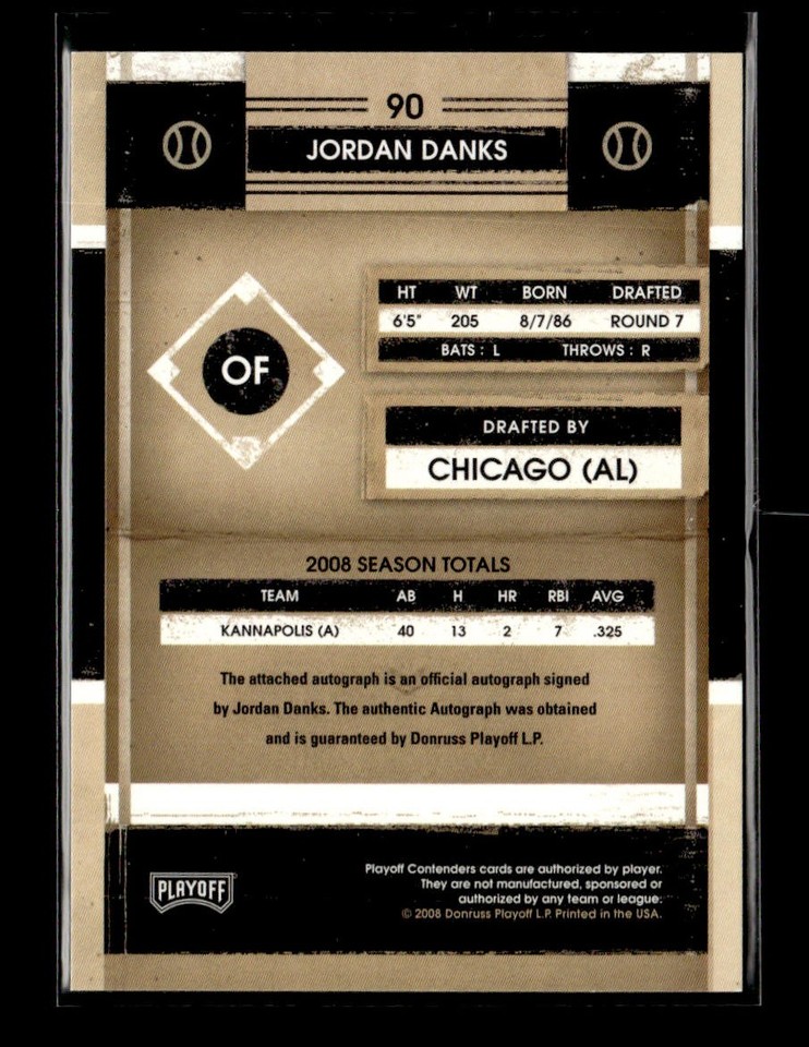 2008 Playoff Contenders #90 Jordan Danks AUTO | eBay