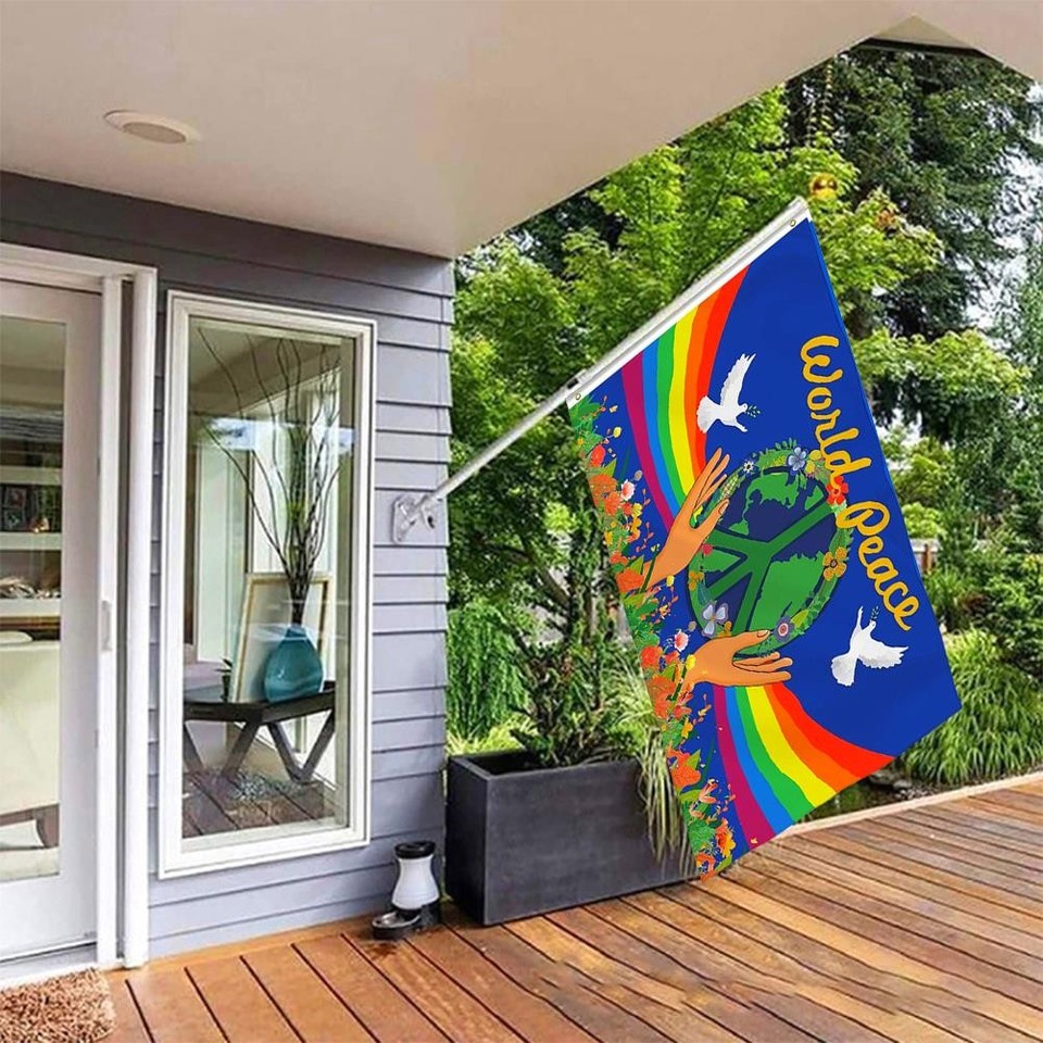 World Peace Flag Large 90x150CM Polyester Banner Outdoor For Home Decor ...