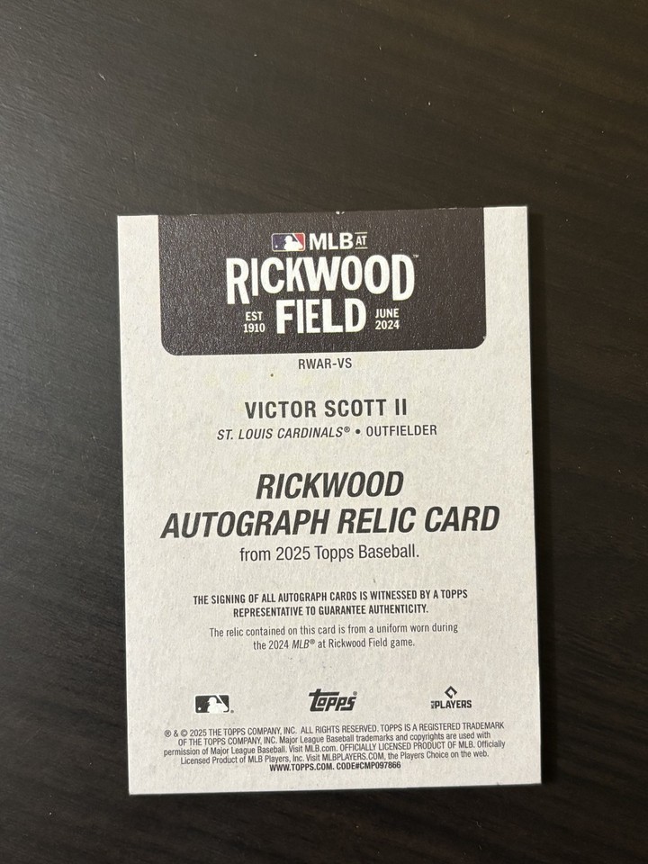 Victor Scott II 2025 Topps Rickwood Field Autograph Relic /50 Auto GU ...