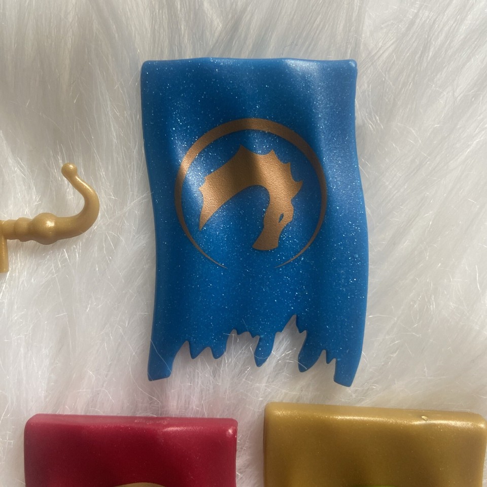 Mega Bloks 3 Red Gold Blue Dragon Castle Flag Banner & 1 Post | eBay