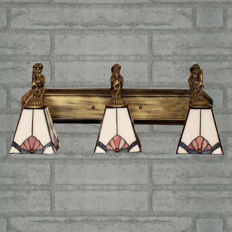 Tiffany Bathroom Vanity 3 Light Fixture Vintage Stained Glass Wall ...