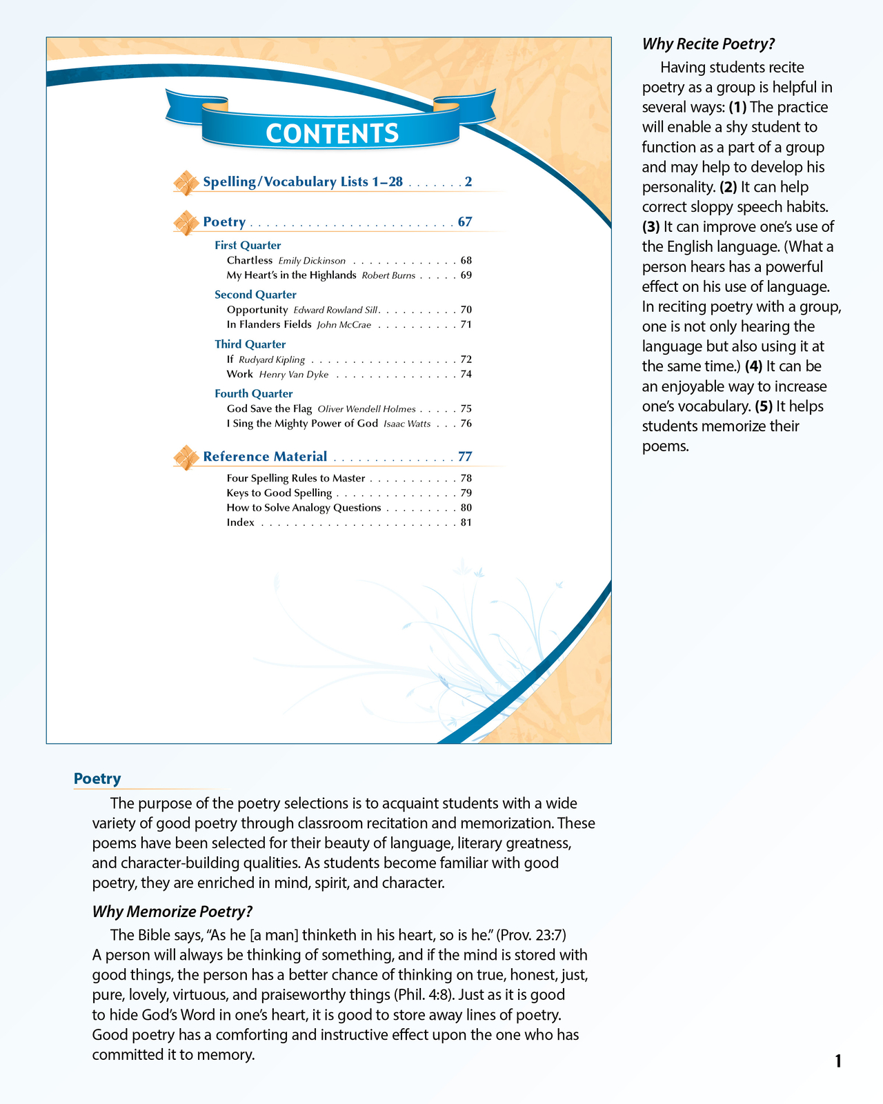 Brand New Abeka Book Vocabulary Spelling Poetry 1 Teacher Key - 7th ...