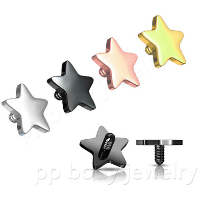 2pcs. 14G 4mm Flat Star Dermal Anchor Top Titanium Anodized 316L ...